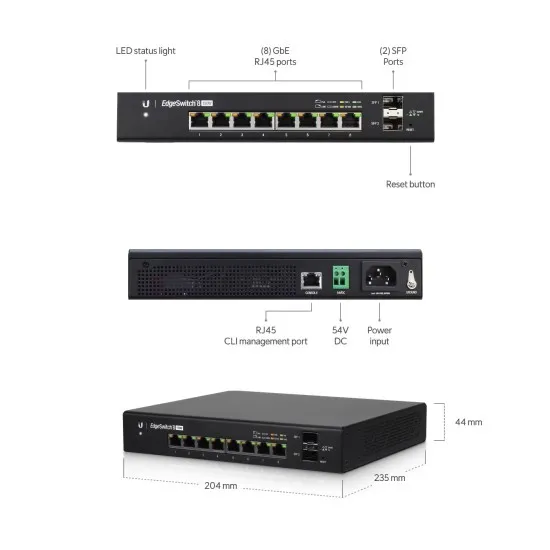 Switch managed PoE EdgeSwitch Ubiquiti ES-8-150W