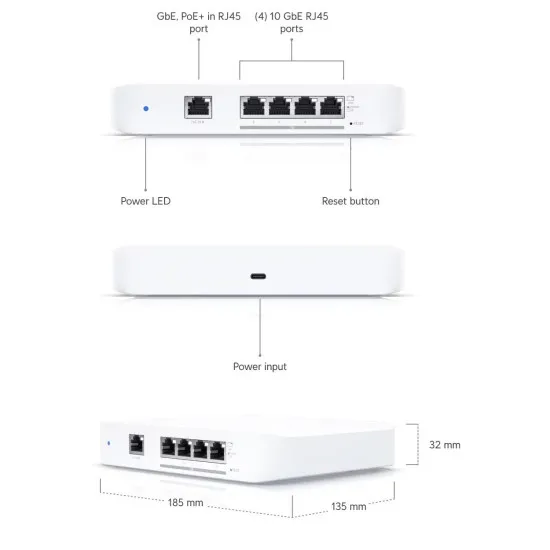 Switch 5 porturi (4x10GbE,1xGbE PoE+ in),Ubiquiti USW-Flex-XG